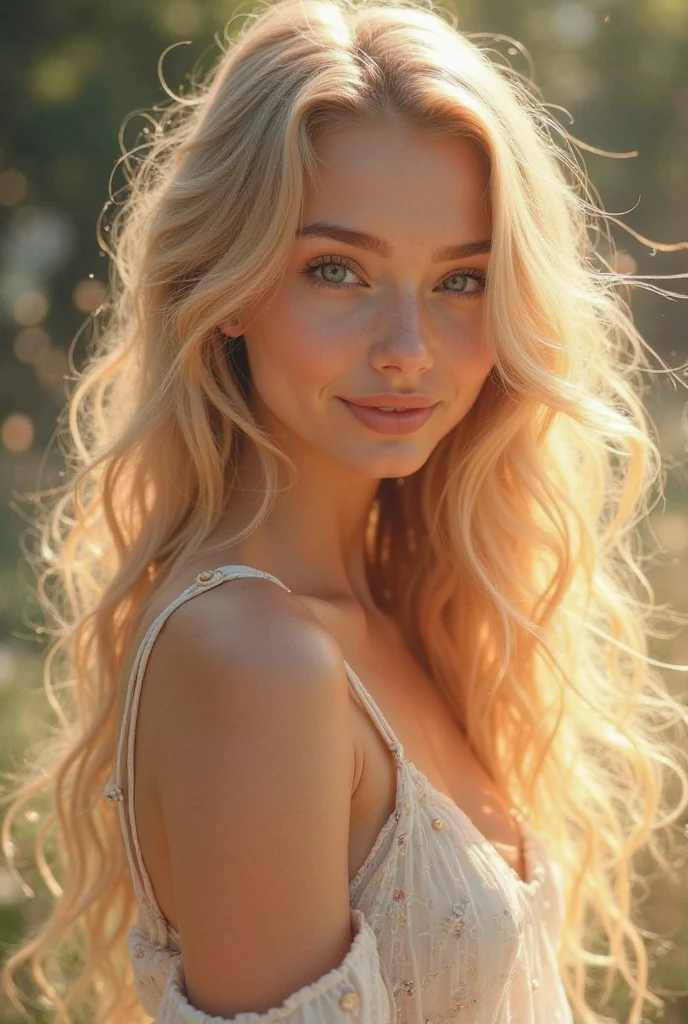 Blonde girl showing her - SeaArt AI