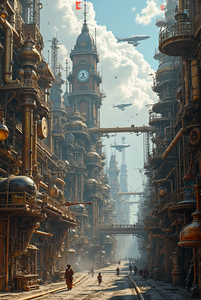 Steampunk Ground View Steampunk City with WAS-Steampunk - SeaArt AI