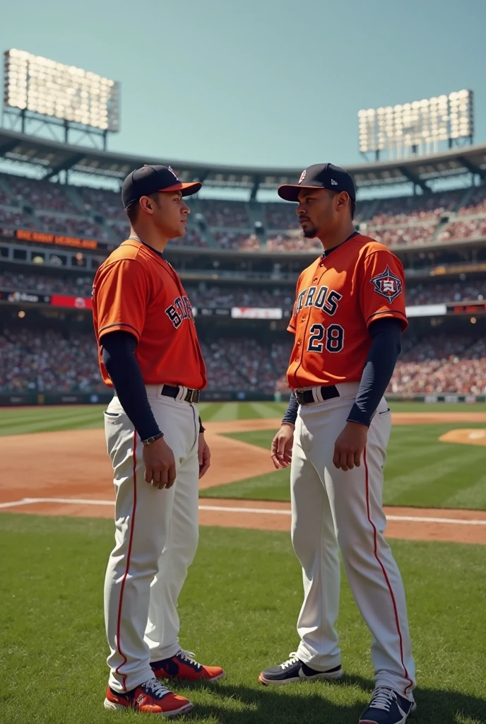 Create an image of Elon Musk in the Houston Astros uniform having a ...