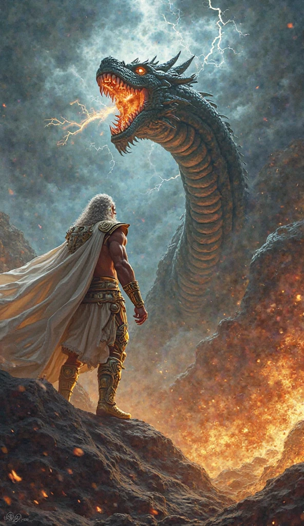 Zeus (Greek Mythology) & Typhon, the Serpent-Dragon Zeus, the king of ...