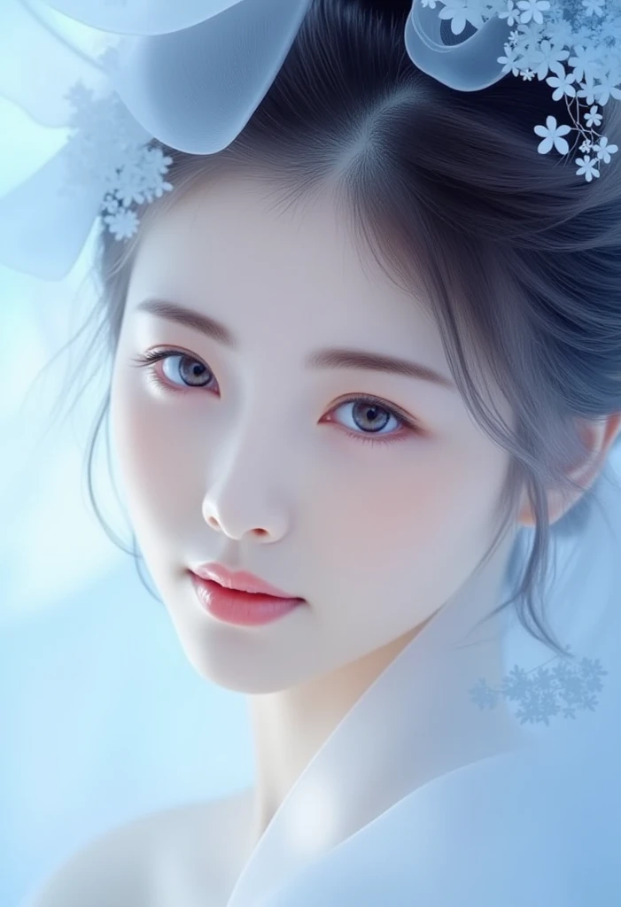 A fein-art-Portrait of an east-asian woman,(( grinning1.5)) gently and ...