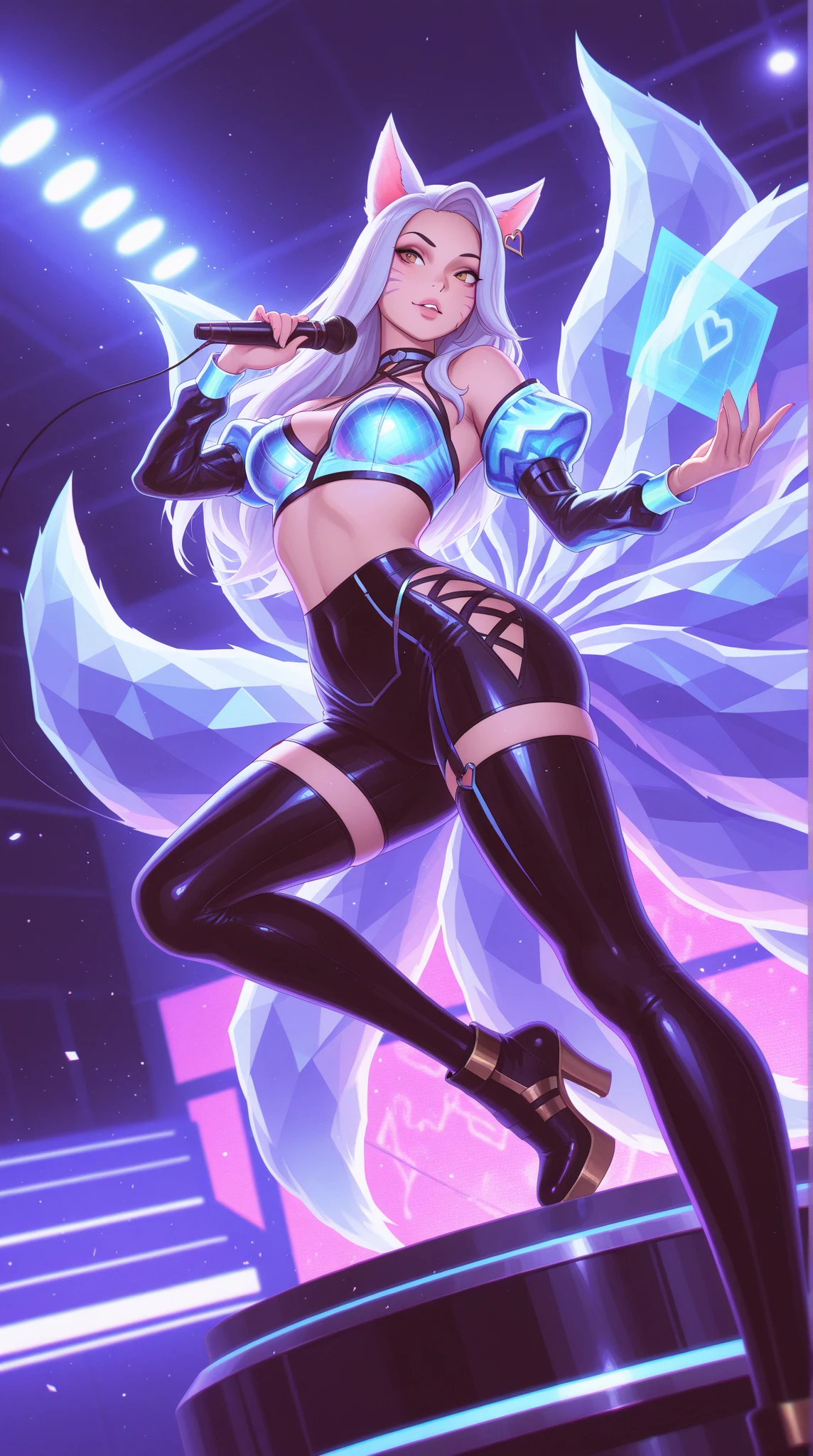 Ahri League of Legends, K/DA ALL OUT skin, neon-tinged holographic ...