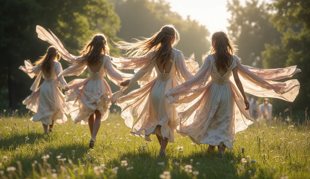 Windproof ribbons and shawls float at a spring picnic. - SeaArt AI