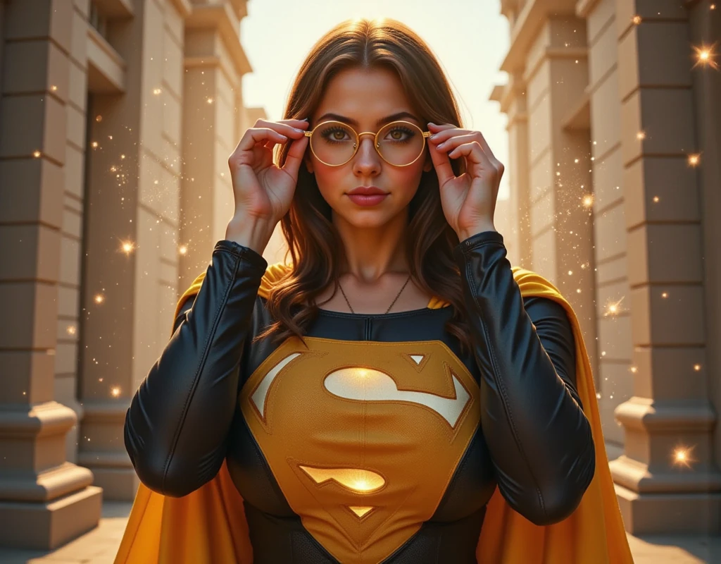 "A full-body, ultra-realistic 8K image of a brunette female putting on ...