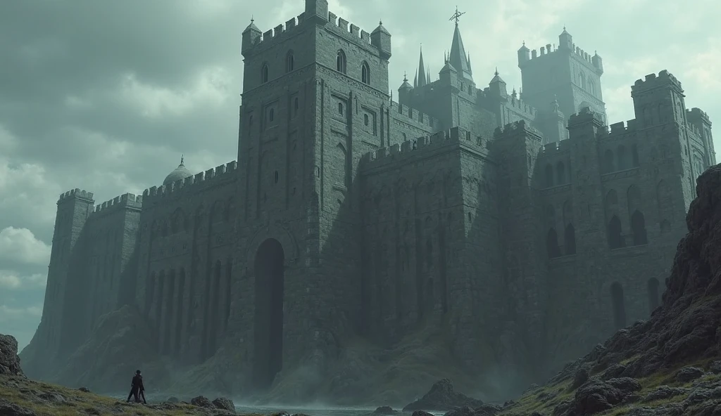 "An imposing blackstone fortress built by Og, perched on a cliff ...