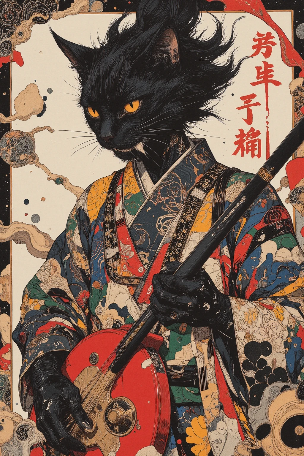 The style of a Japanese musical instrument performer from the Edo ...