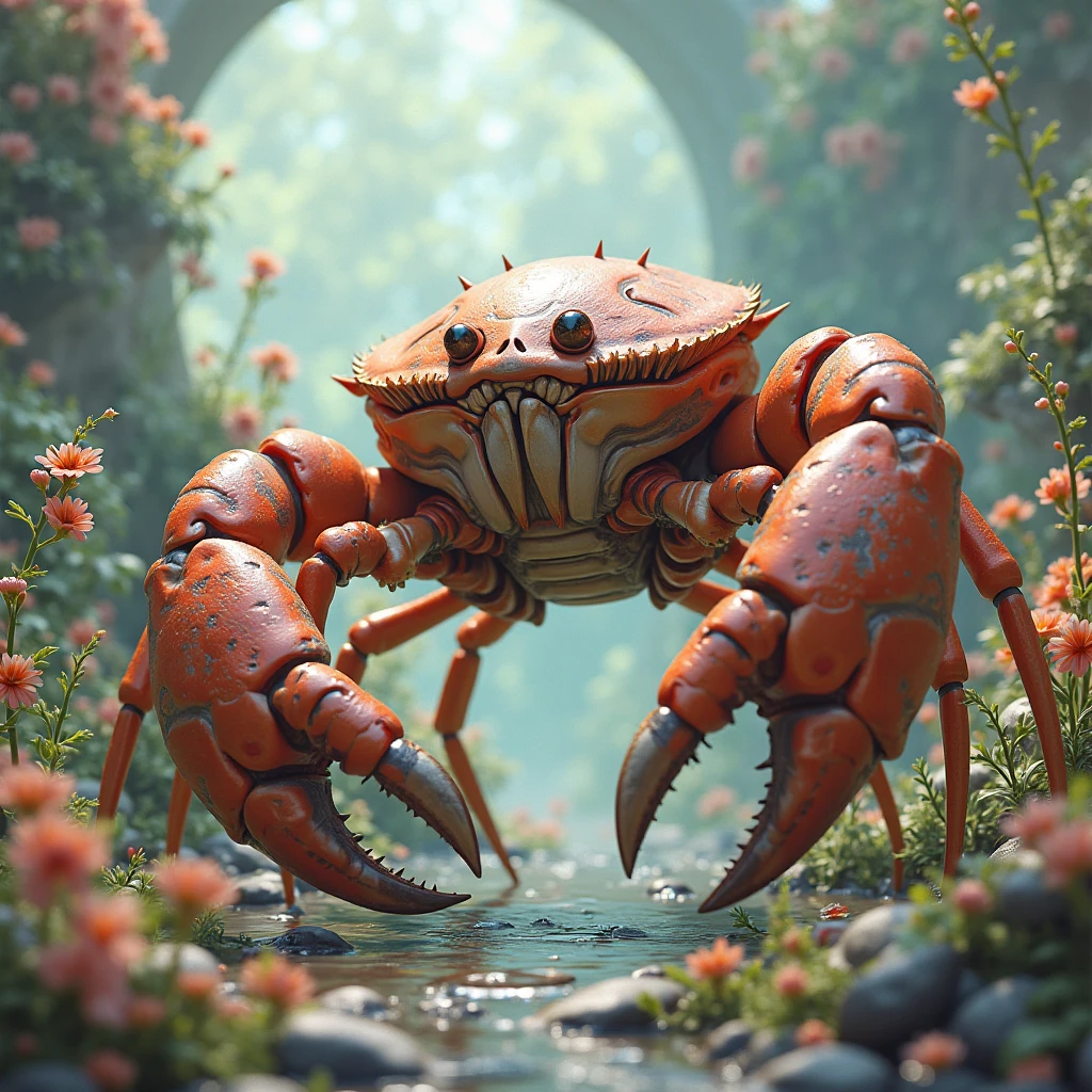 Make a muscular crab that holds a carambit knife in his hand and looks ...