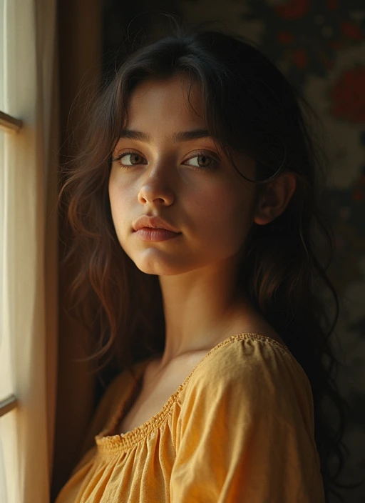 Portrait d'1 fille, dans la maison, Brune, fille occidentale - SeaArt AI