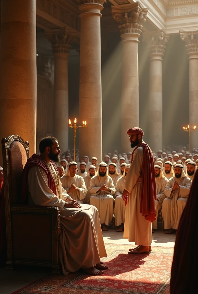 In the grand court of the Roman Empire, the emperor, seated on his ...