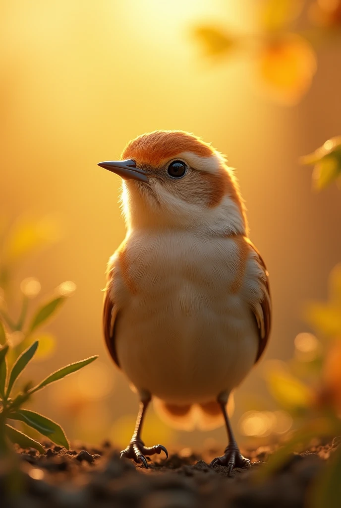 A mesmerizing close up portrait of a beautiful little bird illuminated ...