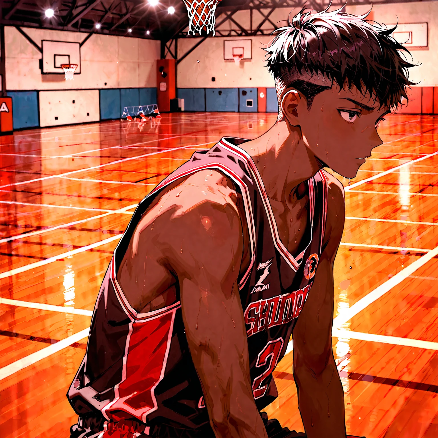 Adolescent, solo male with a basketball jersey , Shaved undercut black ...