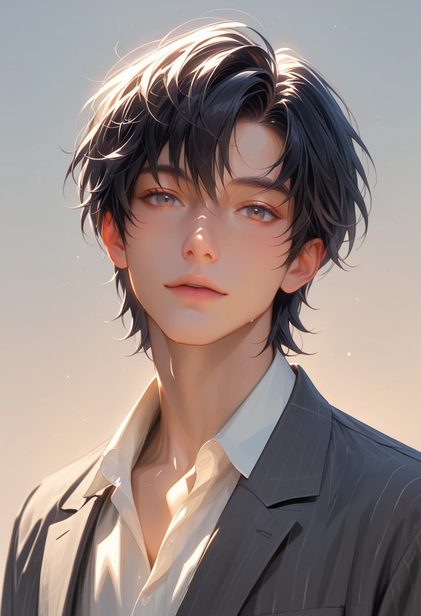 Jeune garçons, cheveux en bataille, garçon,abdo, torse nu, sourire ...