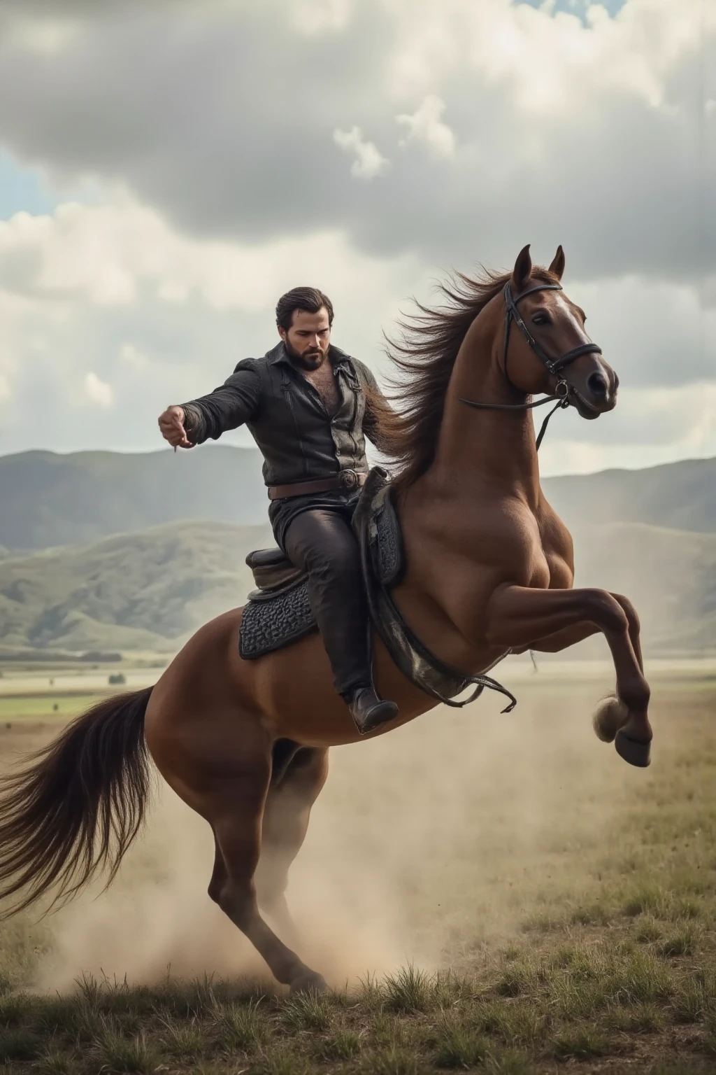 Man falling off a horse - SeaArt AI