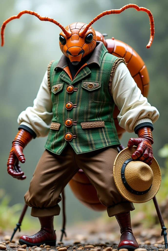 A full body photo, seen from below, of an anthropomorphic ant with ant ...