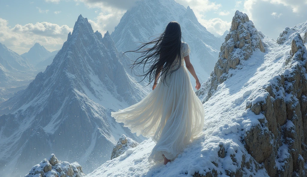Sexy immortal witch woman climbing a peak - SeaArt AI