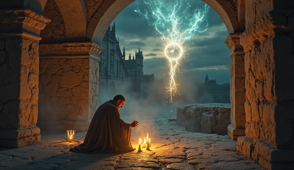"A breathtaking hyperrealistic cinematic scene depicting the Cathar ...
