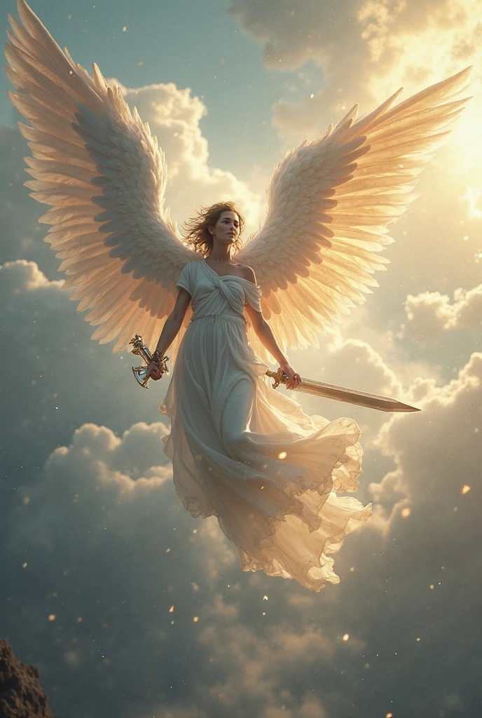 Flying angel and sword - SeaArt AI