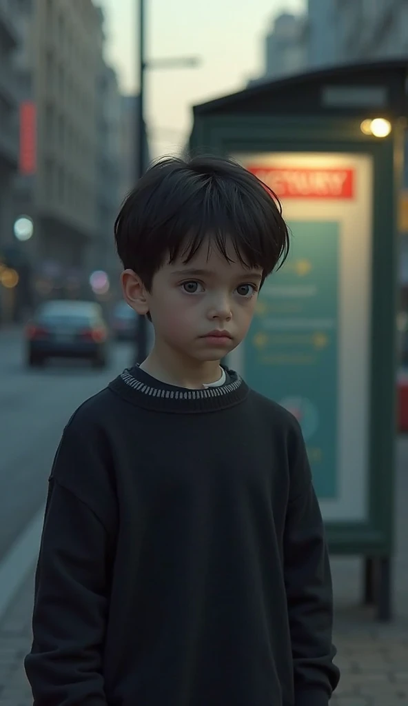 A boy named Adrián wearing a black sweater and in the back there is a ...