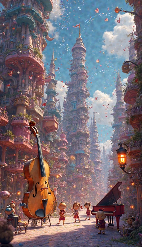 3d pixar animation style of the world of music - SeaArt AI