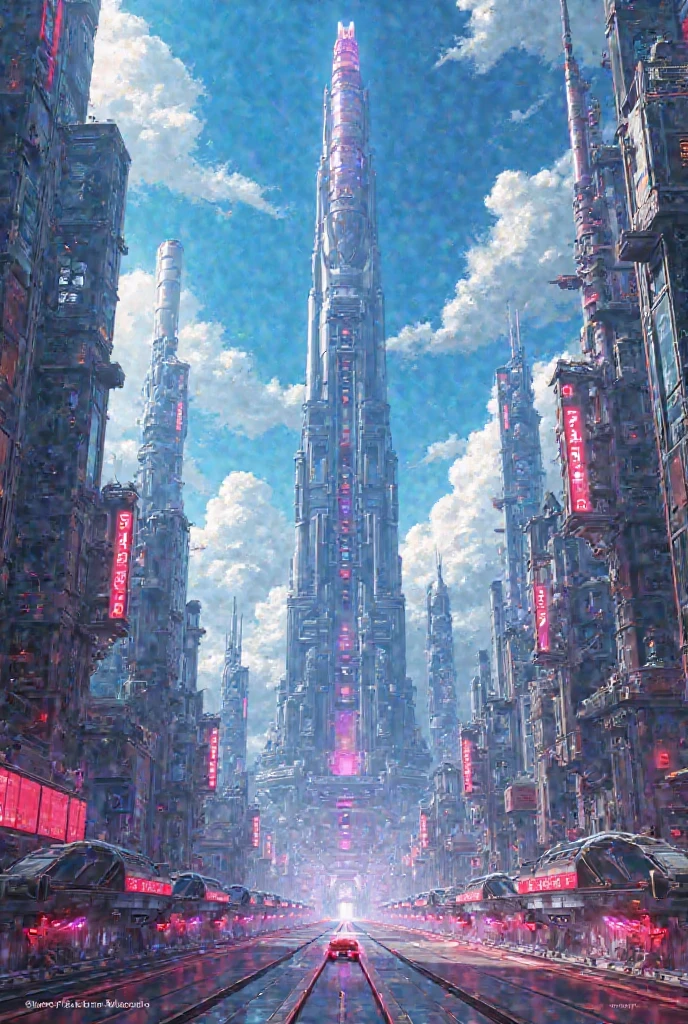 Futuristic anime-style city - SeaArt AI