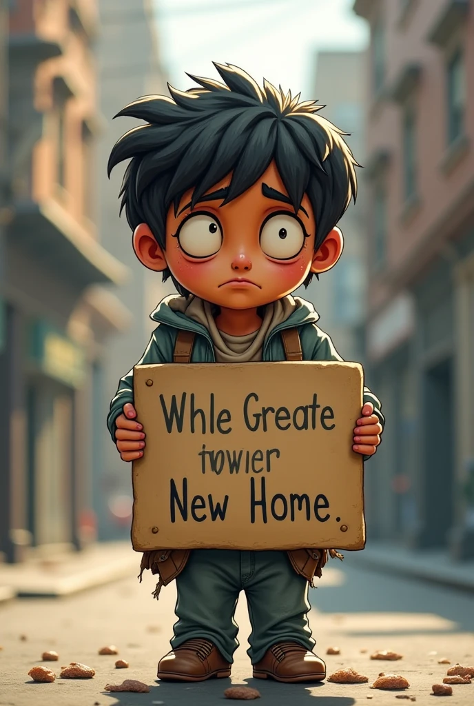 A sad immigrant holding a sign saying “Let Us Stay!” With a cartoon ...