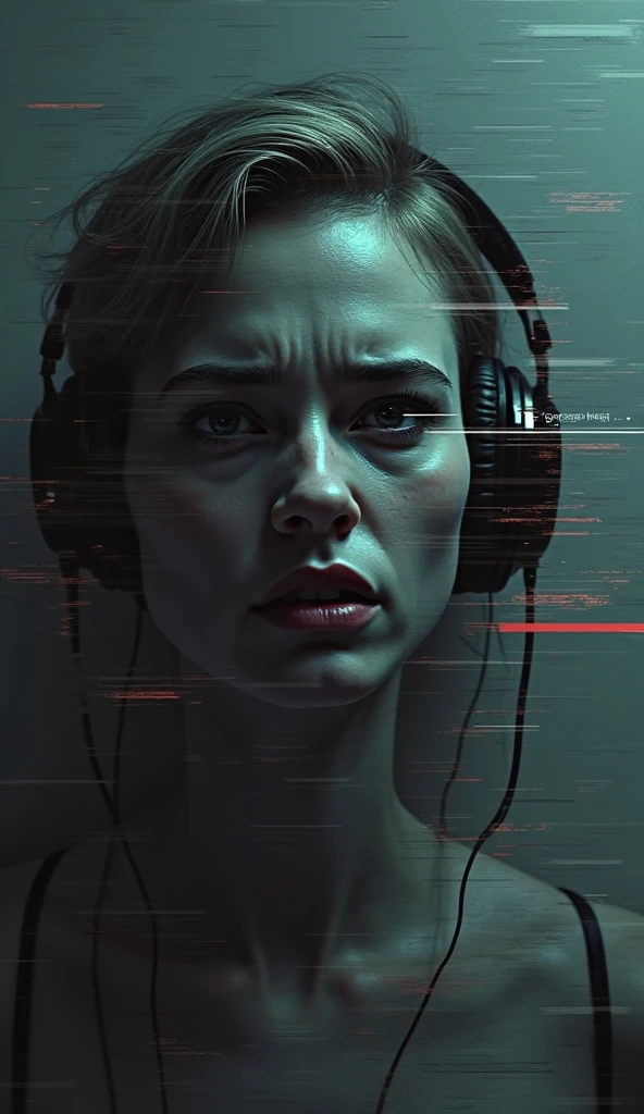 "A person wearing headphones, looking terrified as their body starts ...
