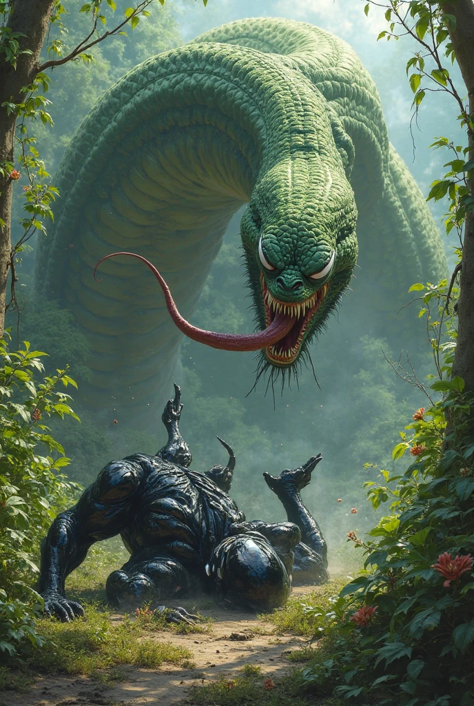 Venom to lose his balance and crash to the ground in the green area ...
