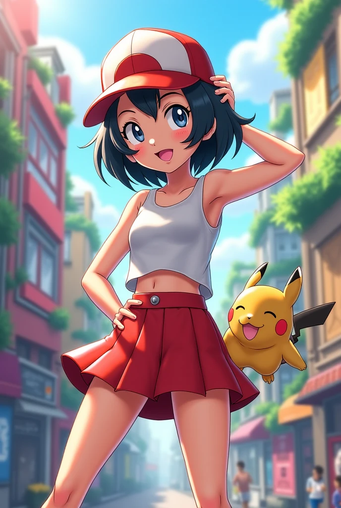 Pokemon Down with miniskirt - SeaArt AI