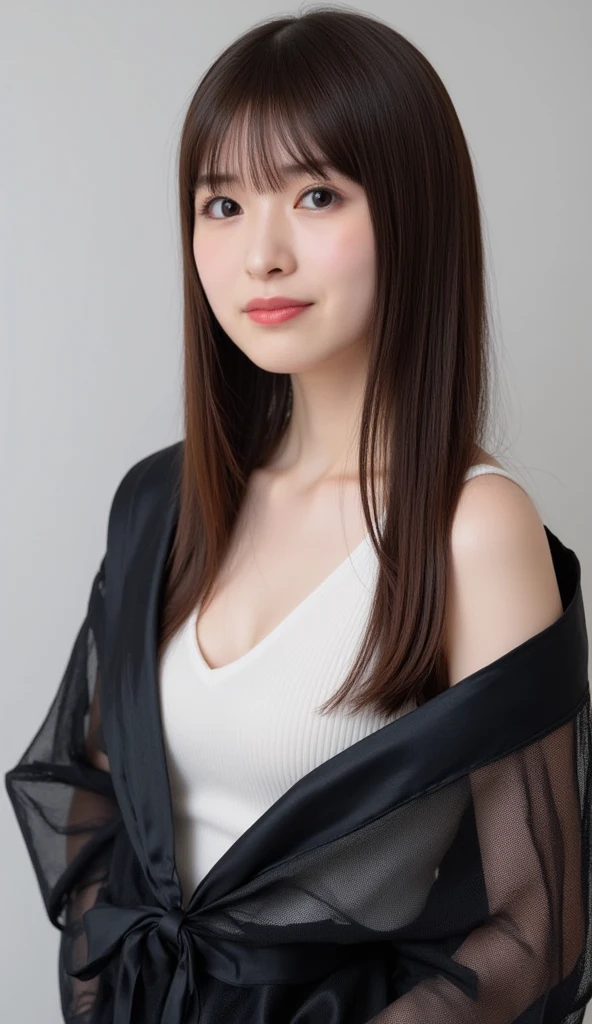 The image is a photograph of a young japanese woman, Nagi with straight ...