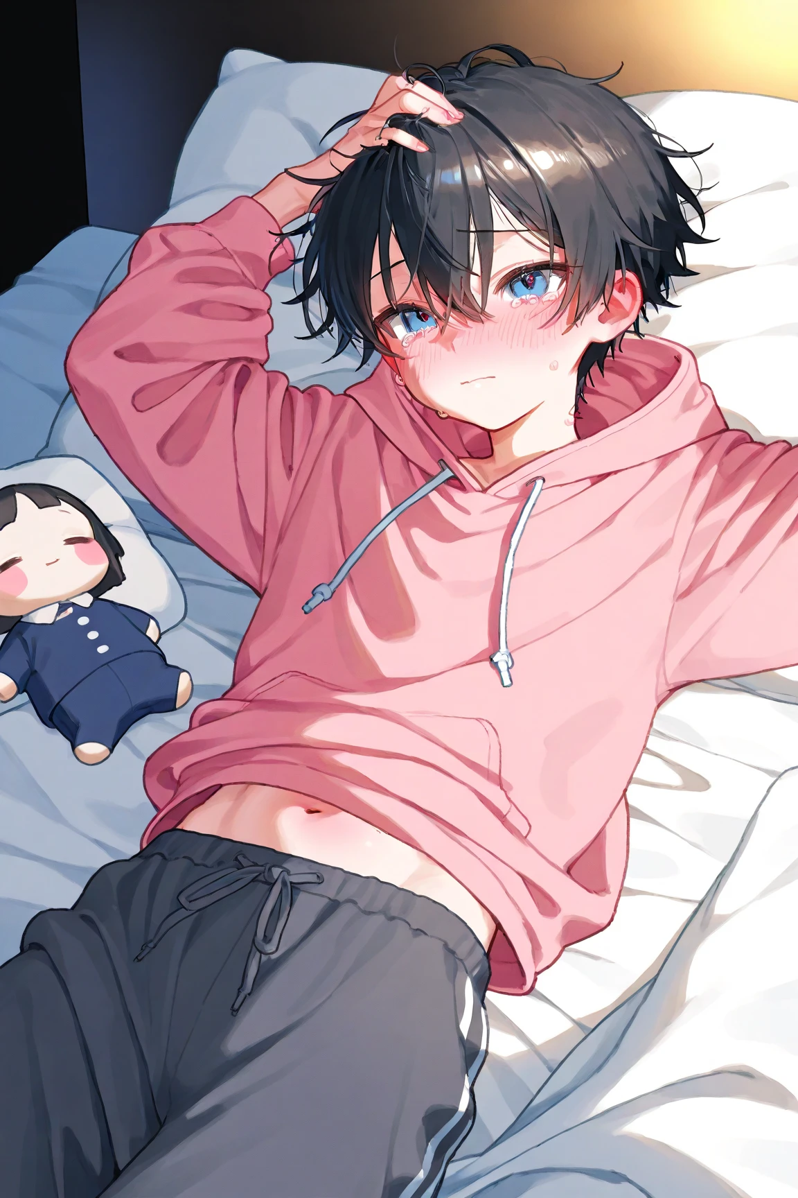 One-shotta、high quality、Super Detail、 boy 、short messy black hair ...