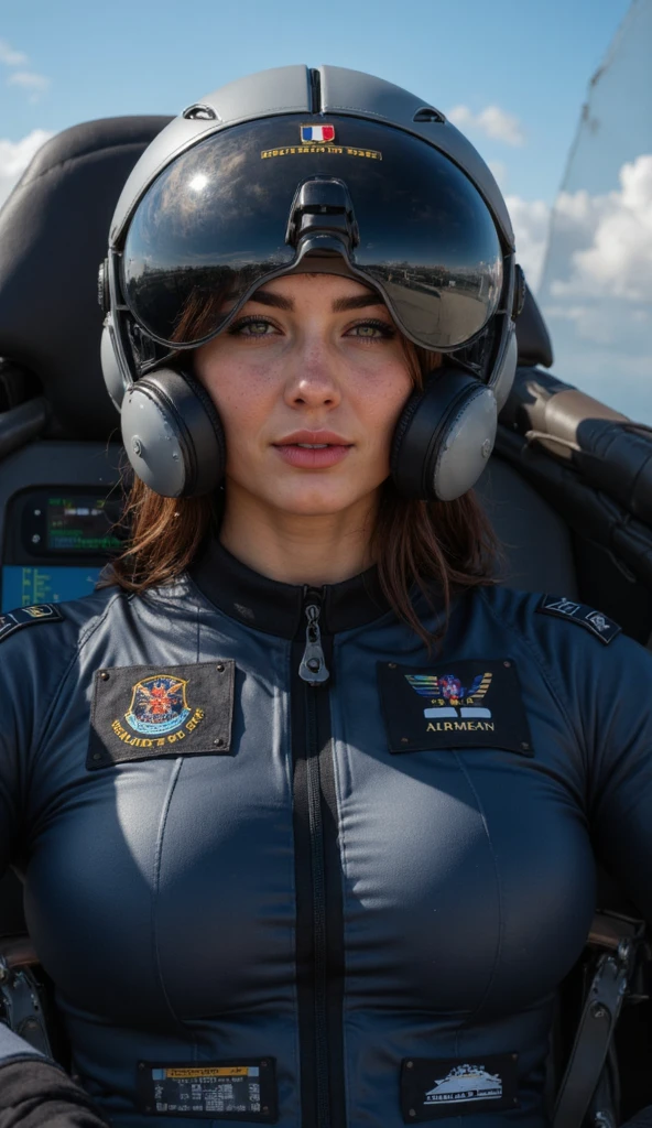 "A beautiful French woman depicted as a fighter pilot, captured in ...