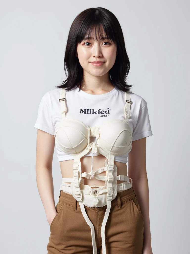 Full body model Japanese female harness device nipple momi momi wearing milkfed - SeaArt AI