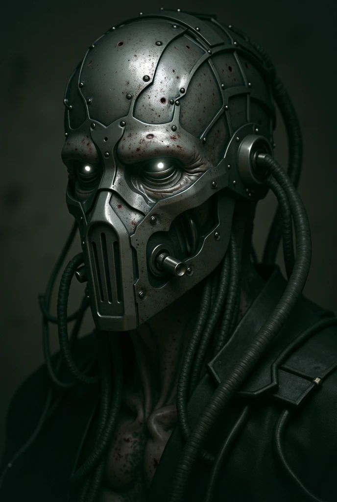 A terrifying industrial nightmare: The face of a man fused with a cold ...