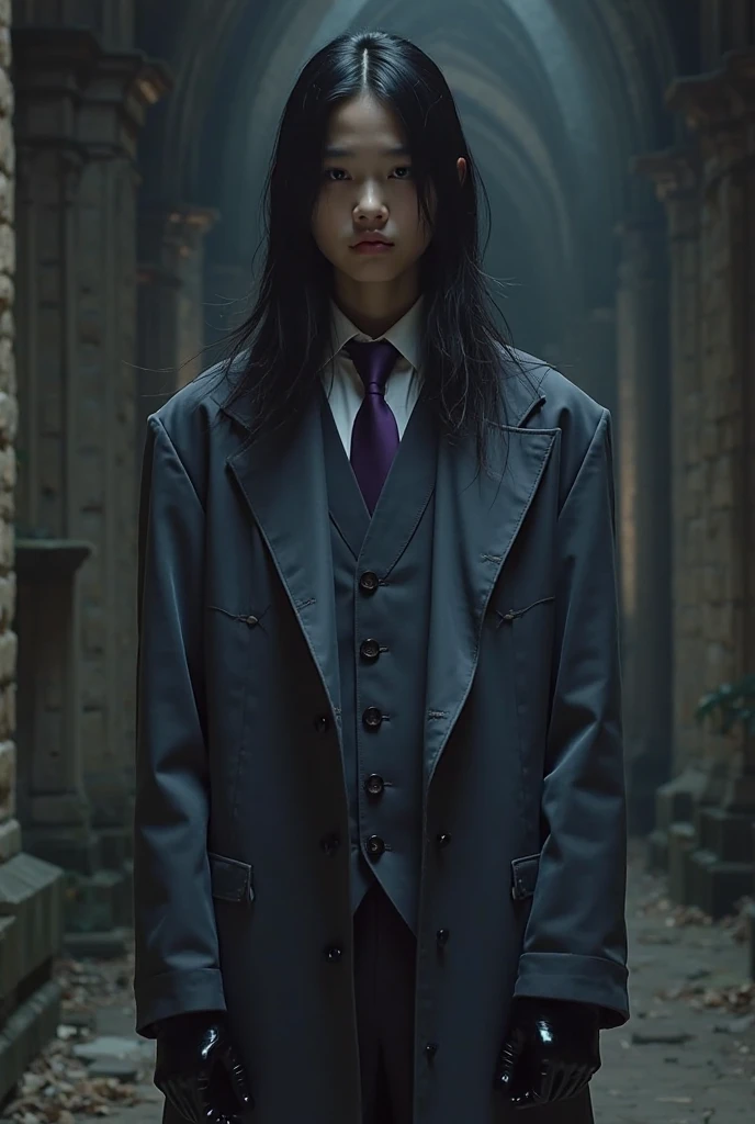 Live action Asian Tween boy With a Stoic Expression VERY Long Flowing ...