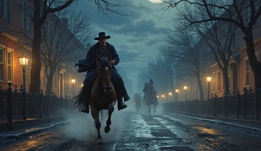 Paul Revere’s Midnight Ride: A dramatic night scene with Paul Revere ...