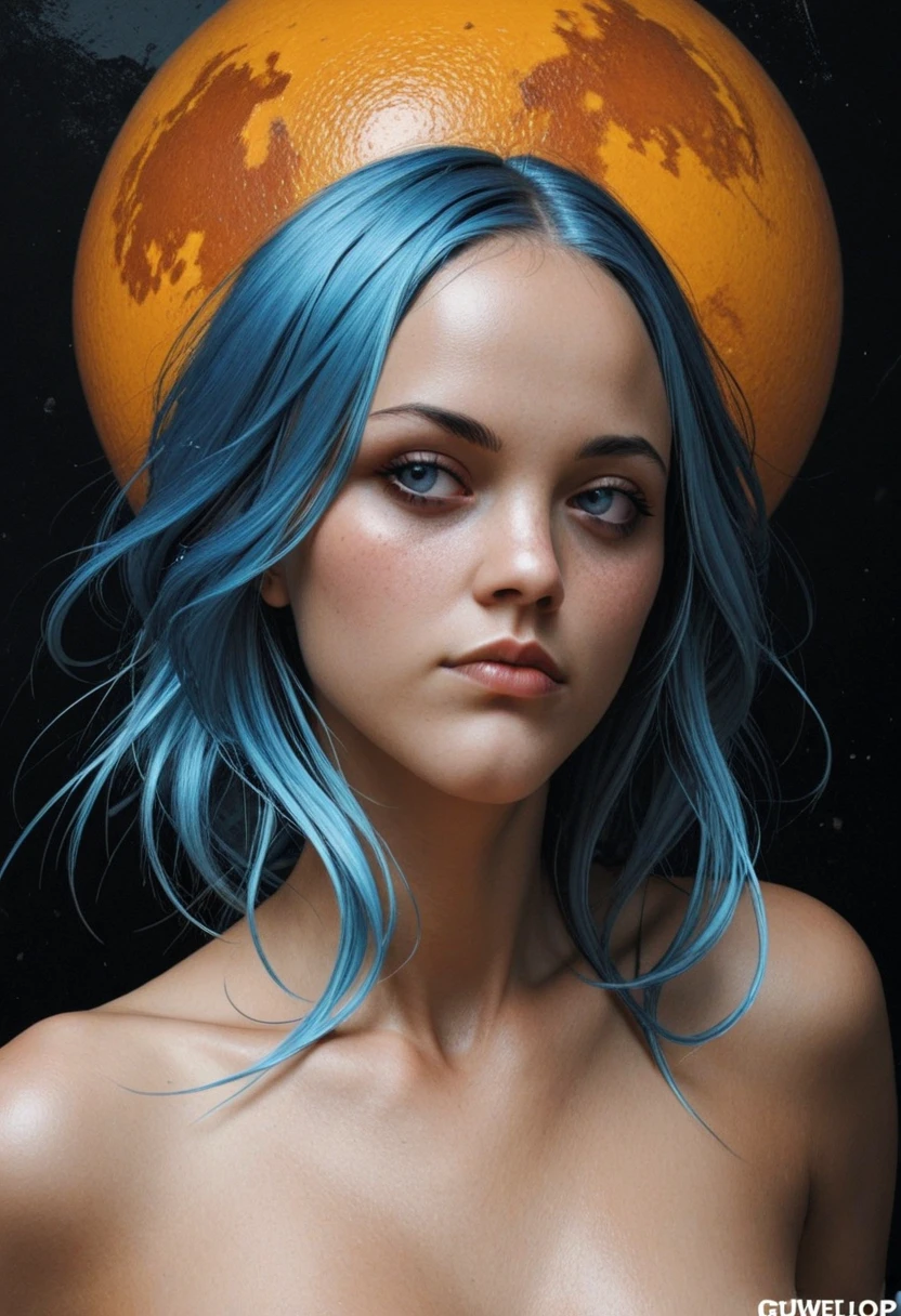 There is a woman with blue hair., Guweiz style art , guweiz - SeaArt AI