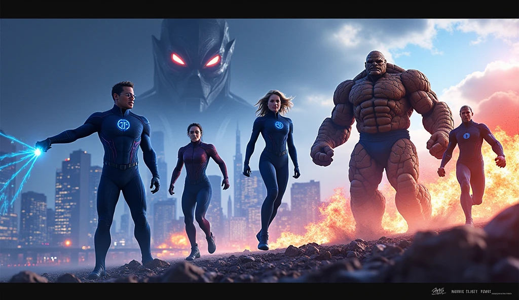 Concept: A cinematic, action-packed thumbnail for The Fantastic Four ...