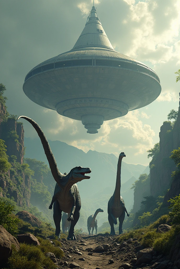 Realistic photo of Dinosaurs coming to earth in ancient times from ...