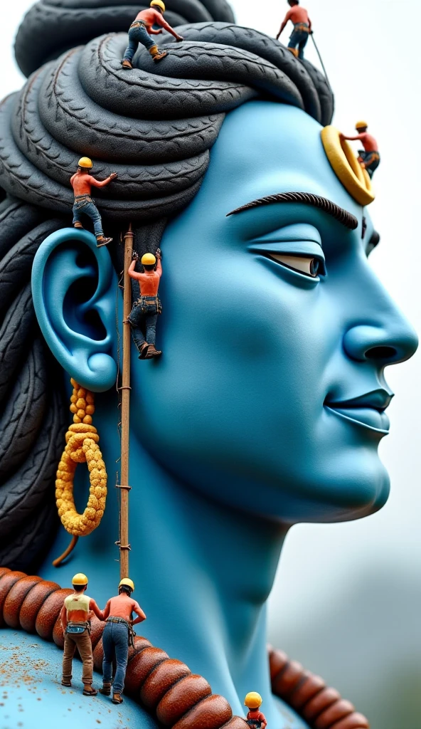 An incredibly realistic macro shot of a group of tiny construction ...