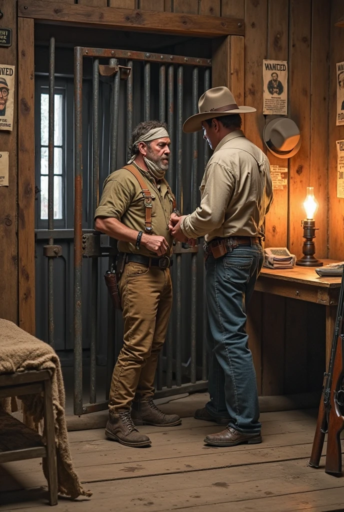 "An authentic Wild West scene inside the city police station - SeaArt AI