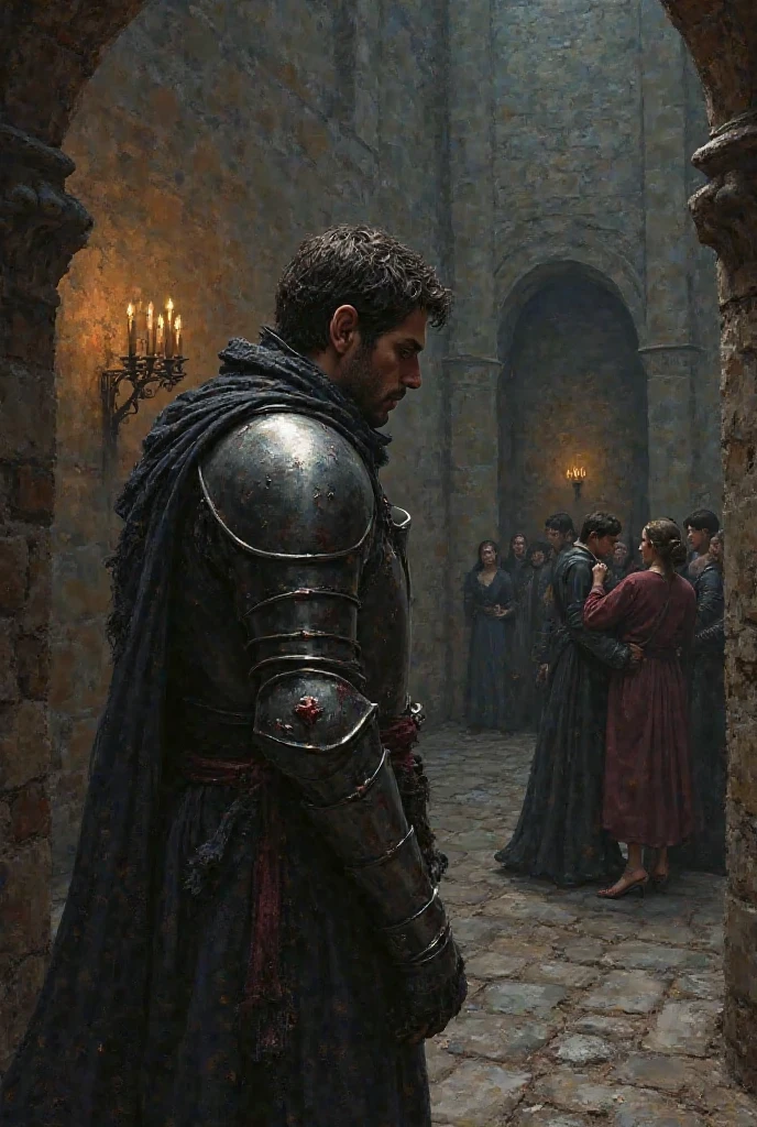 Wounded knight jealousy seeing his lover with others - SeaArt AI