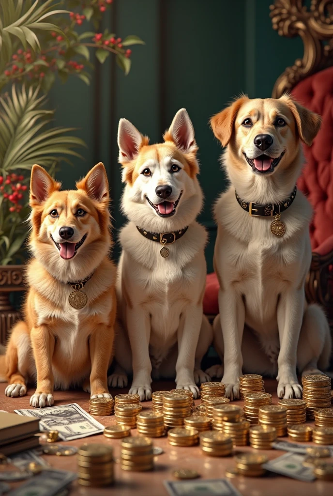 Dogs and money - SeaArt AI