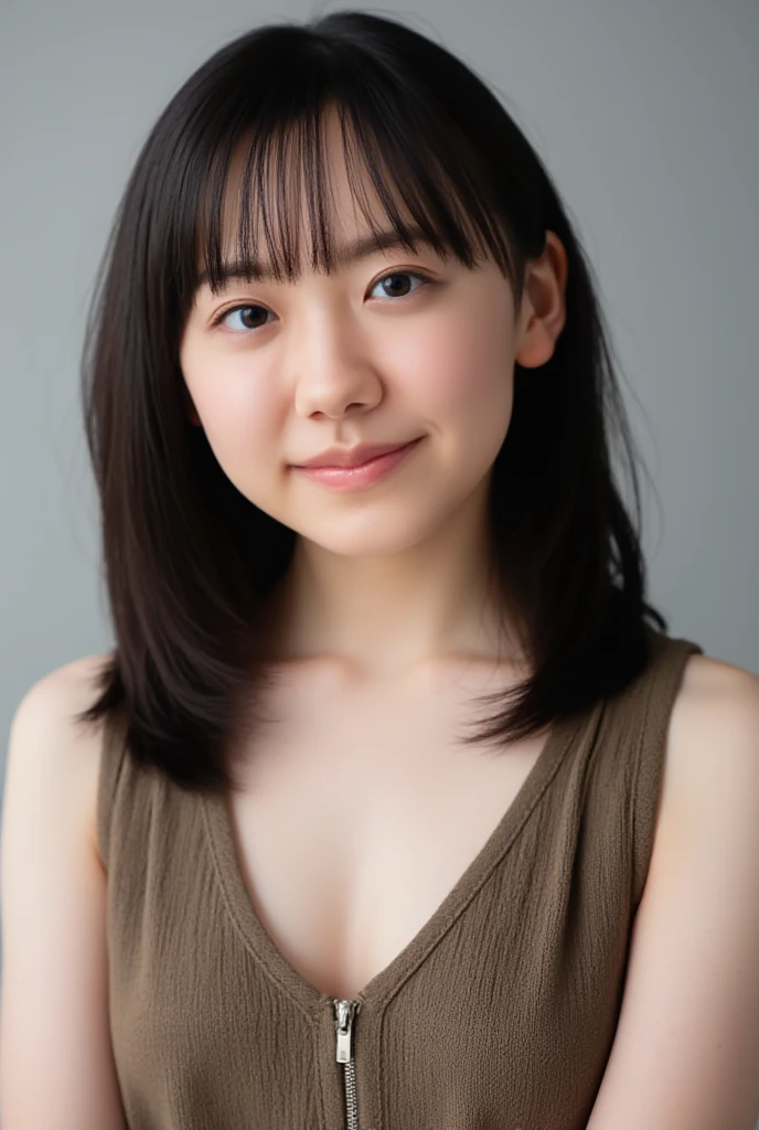 Portrait,Bust Shot,taken obliquely from above(Wear a deep v-neck knit with a fro - SeaArt AI