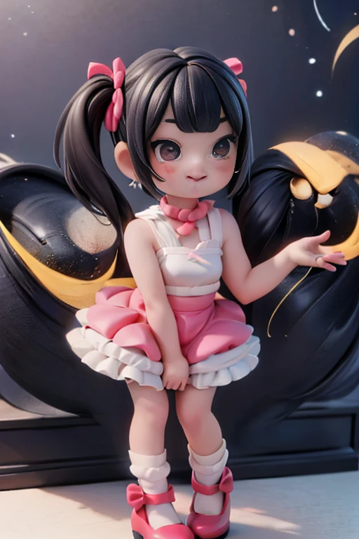 A cute petite girl smiling, red makeup, red eye shadow makeup - SeaArt AI