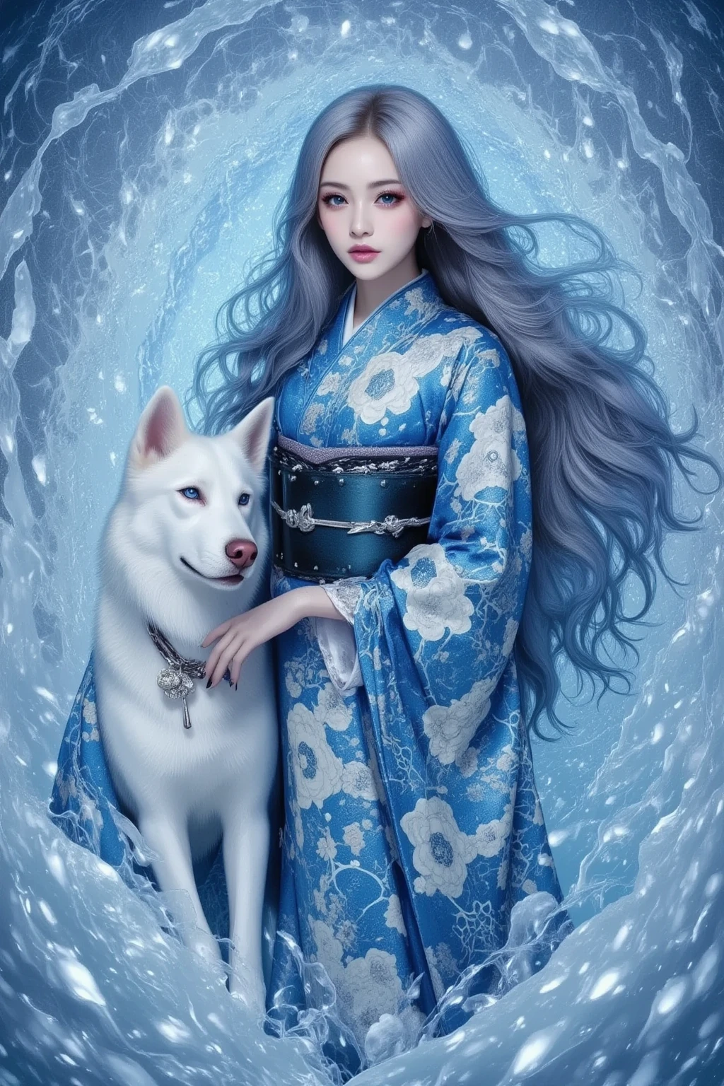 The Ice Queen in a kimono、The image of a snow woman、 Long That Extends ...