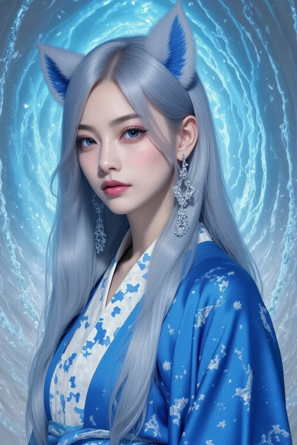 The Ice Queen in a kimono、The image of a snow woman、 Long That Extends ...