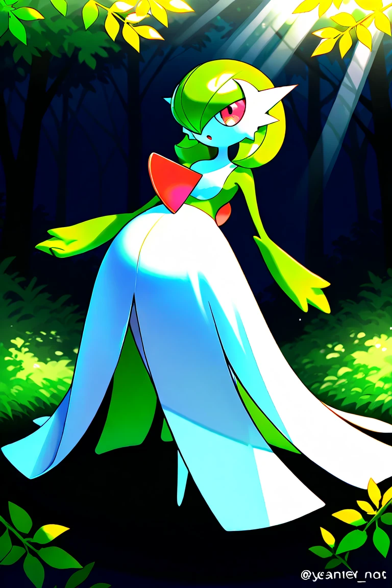 "An anime-style illustration of Gardevoir from Pokémon, her elegant ...