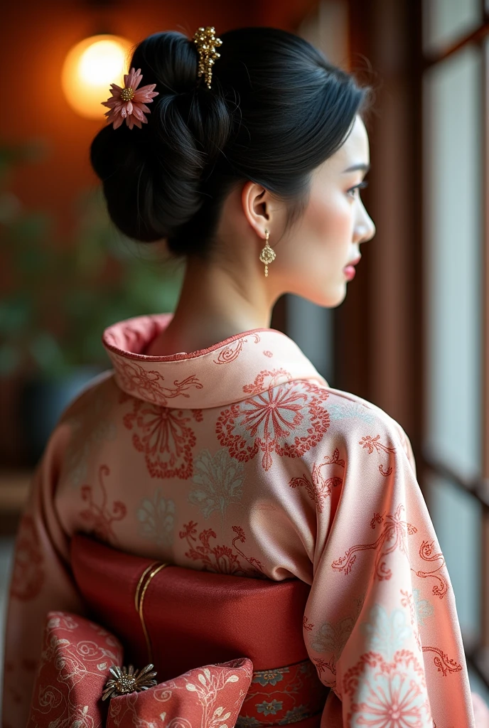 Woman wear a japanese dress. Close photo of her butt - SeaArt AI