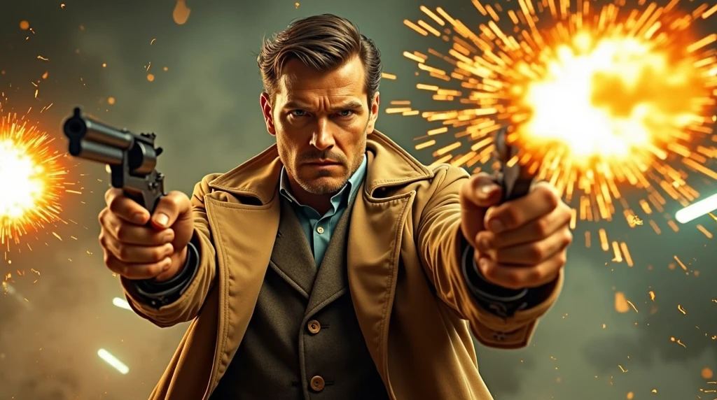 "aritch2024, 1 man, slicked-back hair, 1950s style, trench coat - SeaArt AI