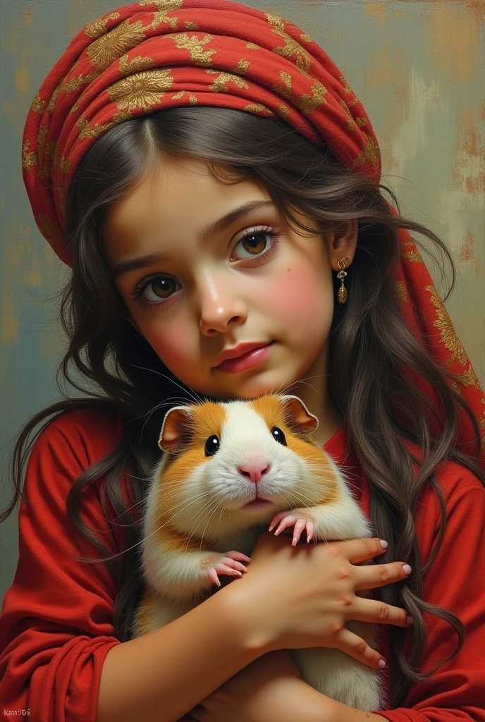 モルモットを持つ少女